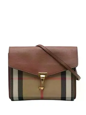 Burberry 2000-2017 Small Leather And House Check Canvas Derby Macken Crossbody Bag - Brown