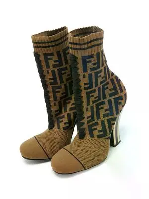 Fendi Rockoko Ff Monogram Ankle Boots