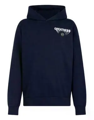 Philipp Plein Fleece Hoodie With Printed Design And Logo Patch - Blue