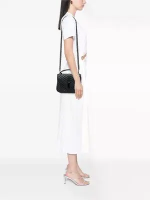 Saint Laurent Medium Chevron Sheepskin Monogram College Satchel - Black