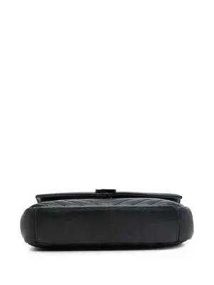 Saint Laurent Medium Chevron Sheepskin Monogram College Bag - Black