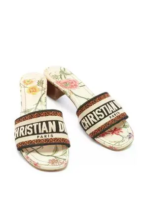 Dior Dway Floral Print Logo Embroidered Sandals