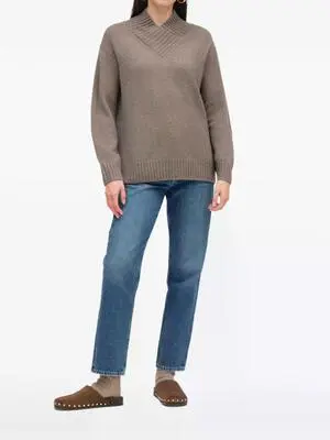 Chinti & Parker Ribbed-knit Crossover-neck Sweater