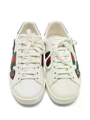 Gucci Ace Web Sneakers With Crystal Embellishments