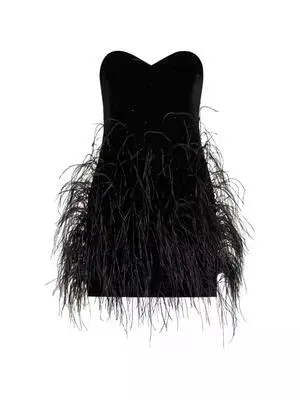 Amen Crystal-embellished Feather-trim Mini Dress
