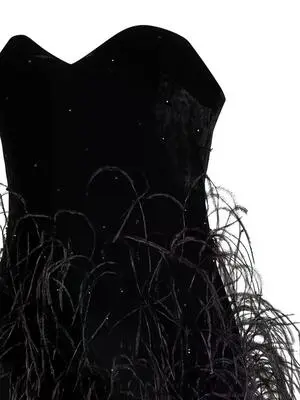 Amen Crystal-embellished Feather-trim Mini Dress