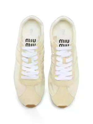 Miu Miu Technical Fabric And Suede Sneakers - Neutrals