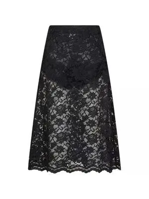 BLANCA VITA Lace Midi Skirt - Black
