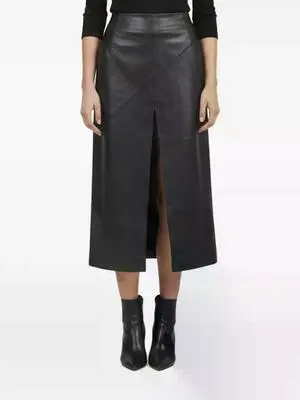 Dodo Bar Or Leather Midi Skirt With Slit Detail