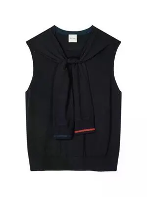 Paul Smith Merino Wool Blend Knitted Vest With Tie Neck Detailing