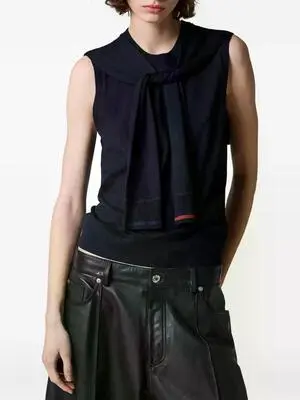 Paul Smith Merino Wool Blend Knitted Vest With Tie Neck Detailing