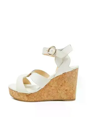 JIMMY CHOO Leather Platform Wedge Sandals