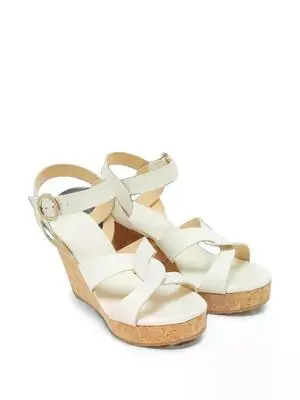 JIMMY CHOO Leather Platform Wedge Sandals