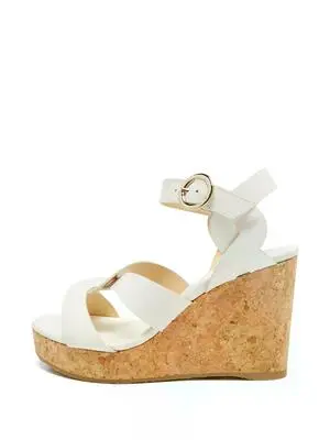 JIMMY CHOO Leather Platform Wedge Sandals
