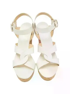 JIMMY CHOO Leather Platform Wedge Sandals