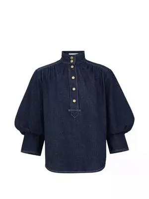 Zimmermann Billow-sleeve Denim Blouse