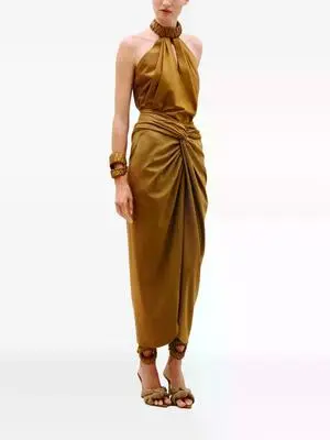 Silvia Tcherassi Suede Effect Knotted Long Skirt