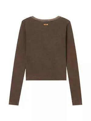 Izzue Embroidered Long-sleeve Henley Top