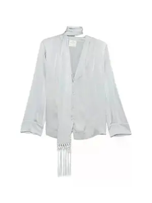 FORTE_FORTE Fringe-trim Tie-neck Shirt