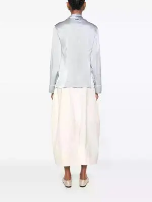 FORTE_FORTE Fringe-trim Tie-neck Shirt