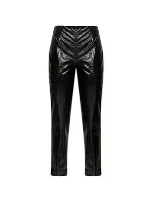 GIANLUCA CAPANNOLO Patent-effect Slim Cut Trousers - Black
