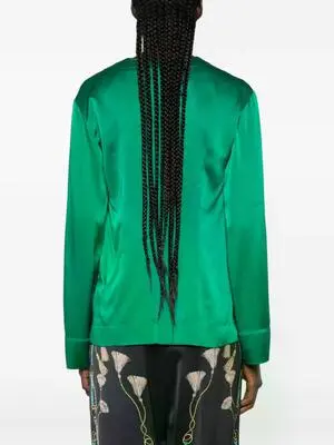 FORTE_FORTE Satin-finish V-neck Shirt