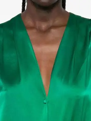 FORTE_FORTE Satin-finish V-neck Shirt