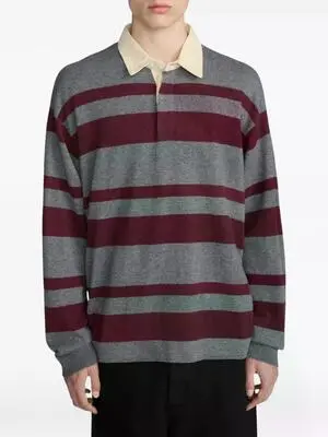 FRAME Striped Polo-collar Sweater