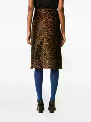 AMI Paris Leopard-print Midi Skirt