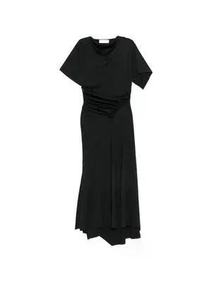 Victoria Beckham Gathered Asymmetric Hem Dress