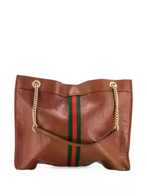 Gucci Rajah Chain Leather Large Tote Bag - Brown