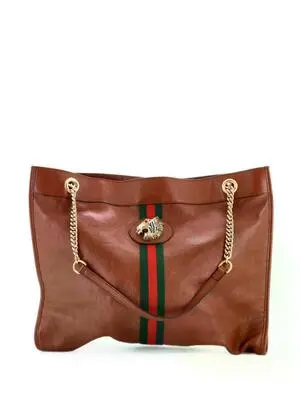 Gucci Rajah Chain Leather Large Tote Bag - Brown