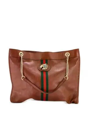 Gucci Rajah Chain Leather Large Tote Bag - Brown