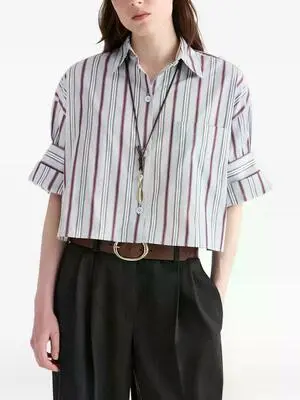 TWP Striped Cropped Shirt