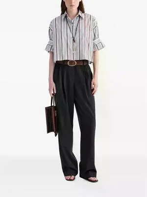 TWP Striped Cropped Shirt