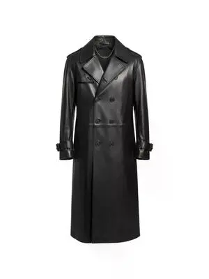 John Richmond Double-breasted Belted Leather Coat