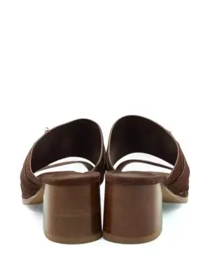 Hermès Suede Block Heel Sandals