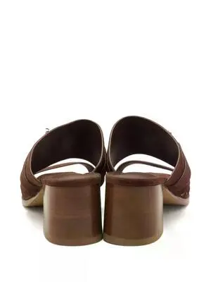 Hermès Suede Block Heel Sandals - Brown