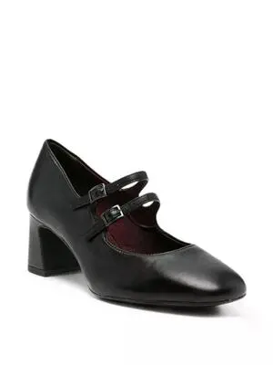 TAMARIS Double-strap Leather Pumps - Black