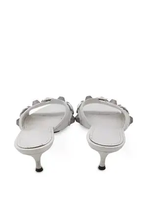 Balenciaga Lambskin Studded Kitten Heel Mules