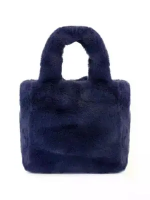 Herno Faux-fur Tote Bag With Logo Plaque - Blue