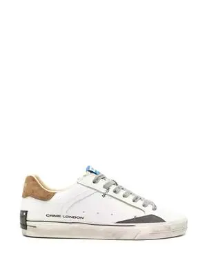 CRIME LONDON Distressed Leather Sneakers - White