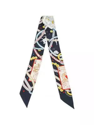 HERMÈS Hermès Silk Twilly With 'Pique Dame De Coeur' Print