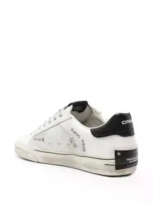 CRIME LONDON Distressed Graffiti Print Leather Sneakers