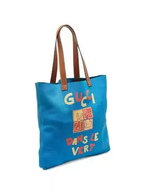 Gucci Leather Graphic Print Tote Bag