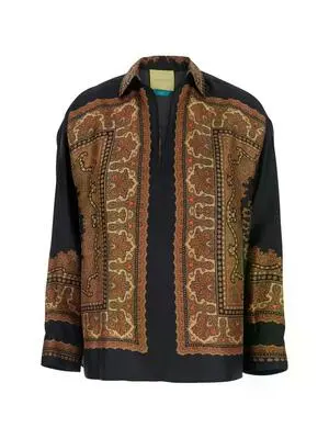 Momoni Eiki Paisley-print Silk Blouse - Black