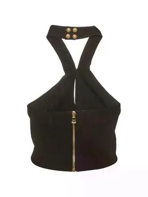 Balmain Rib Knit Cut-out Top