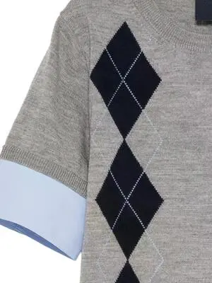 JUUN.J Argyle-intarsia Short-sleeve Top