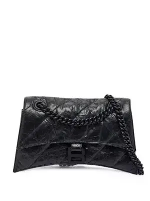 Balenciaga Crush Quilted Shoulder Bag - Black
