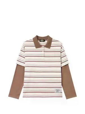 MINI CREAM Striped Layered-effect Polo Shirt